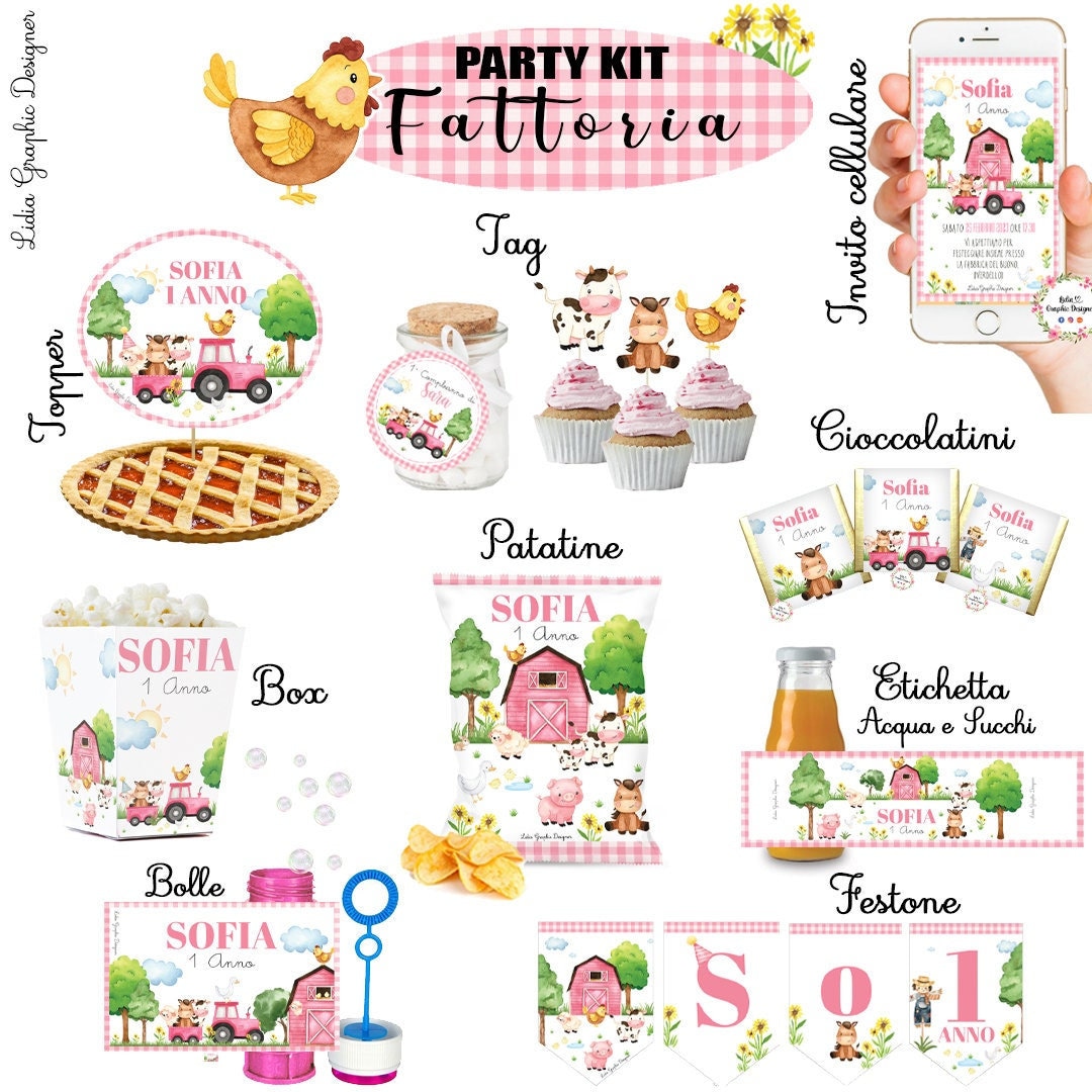 Farm PARTY KIT, Farm Animal Birthday, Baby Birthday Party Decorations ...