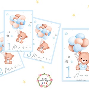 Carte PRIME TAPPE Orsetto Con Palloncino, Idea Regalo Neonato, Regalo Bambino, Fiocco Nascita ...
