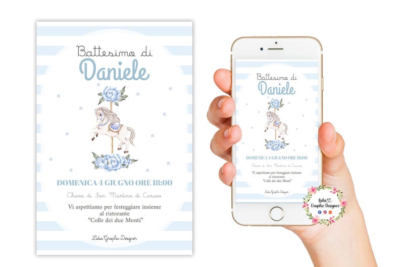 Digital Invitation for Children's Party CAROUSEL or Carousel Horses ...