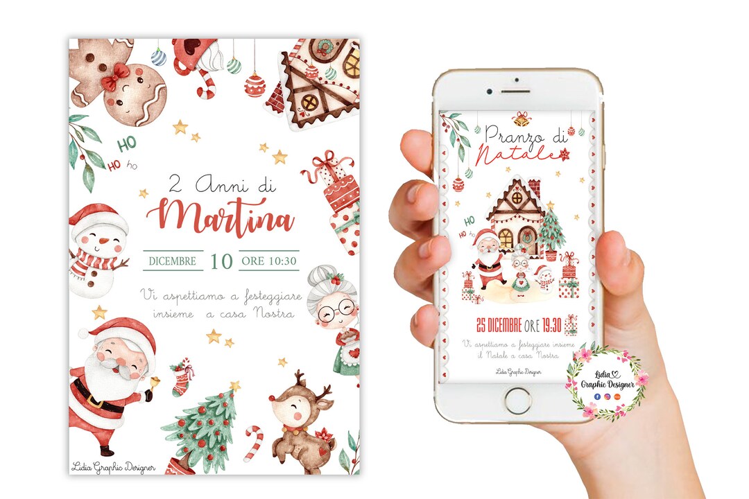 Christmas Digital Invitation, Santa Claus, Birth, Baptism, Birthday ...