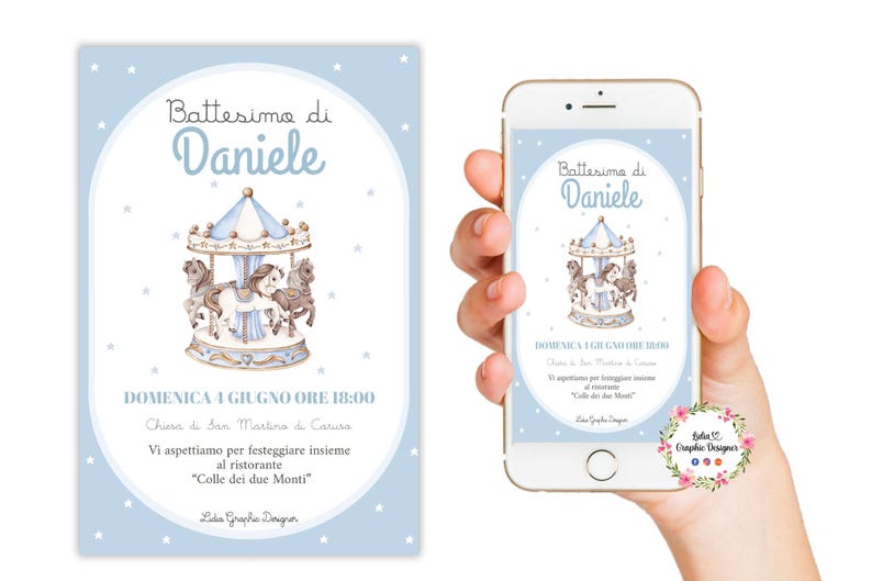 Digital Invitation for Children's Party CAROUSEL or Carousel Horses ...