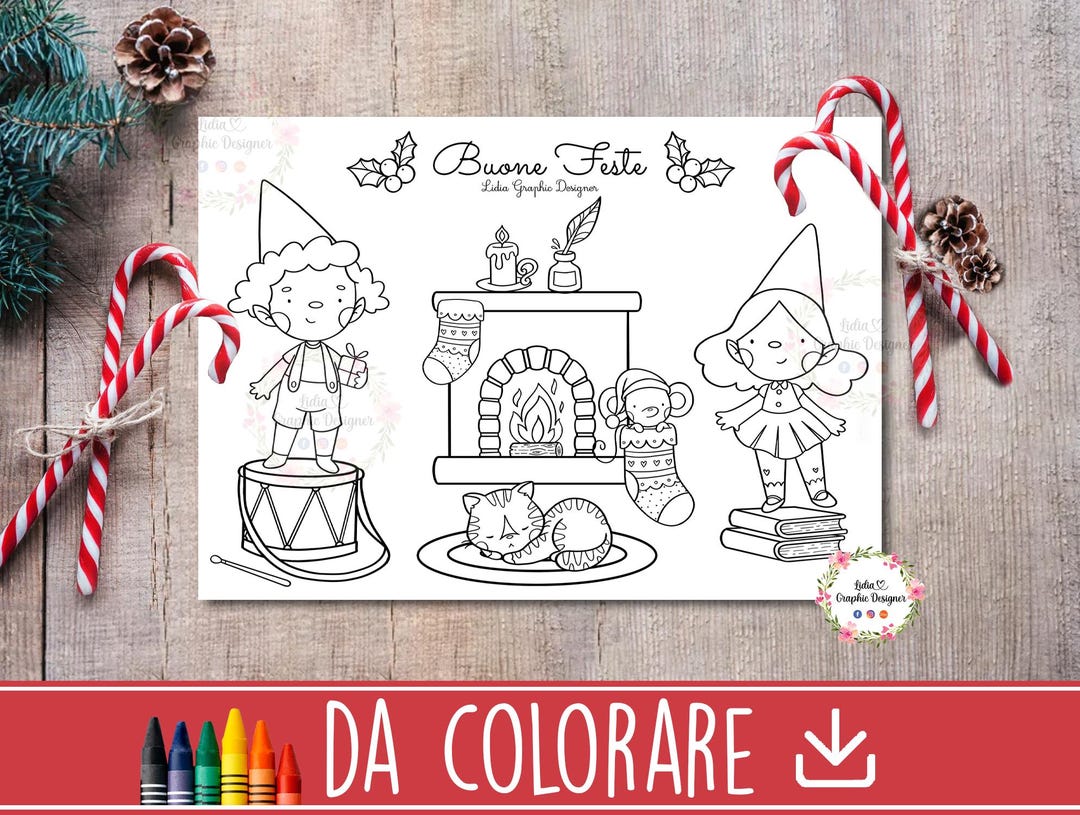 Printable Christmas Coloring Page, Christmas Eve Party Gift, Christmas ...