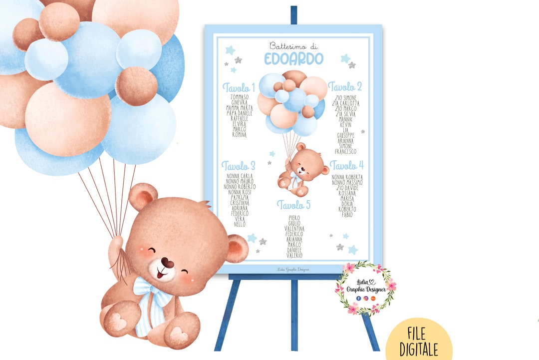 TABLEAU Teddy Bear, Baptism, Birthday, Communion, Confirmation, Table ...