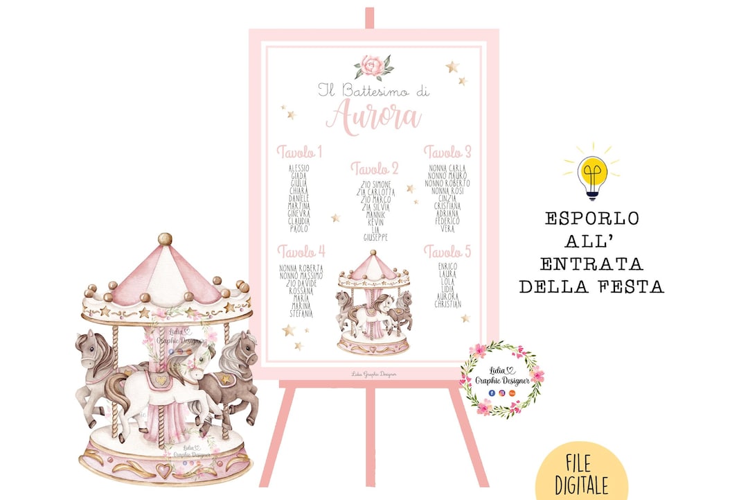 CAROUSEL TABLE and Carousel Horses, Baptism, Birthday, Communion ...