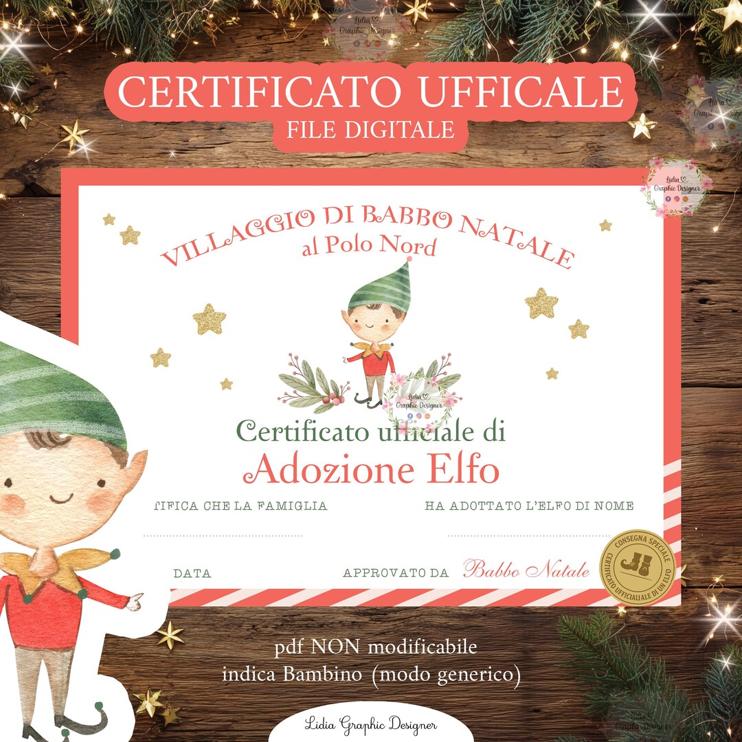 Santa's Christmas Elf Adoption Certificate, Official Christmas Elf ...