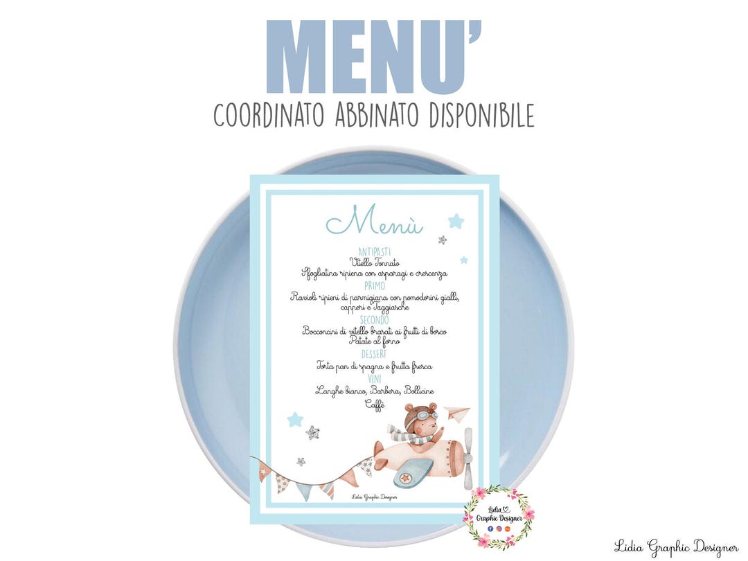 Baptism MENU, Place Card Menu, Birthday, Communion, Confirmation, Table ...