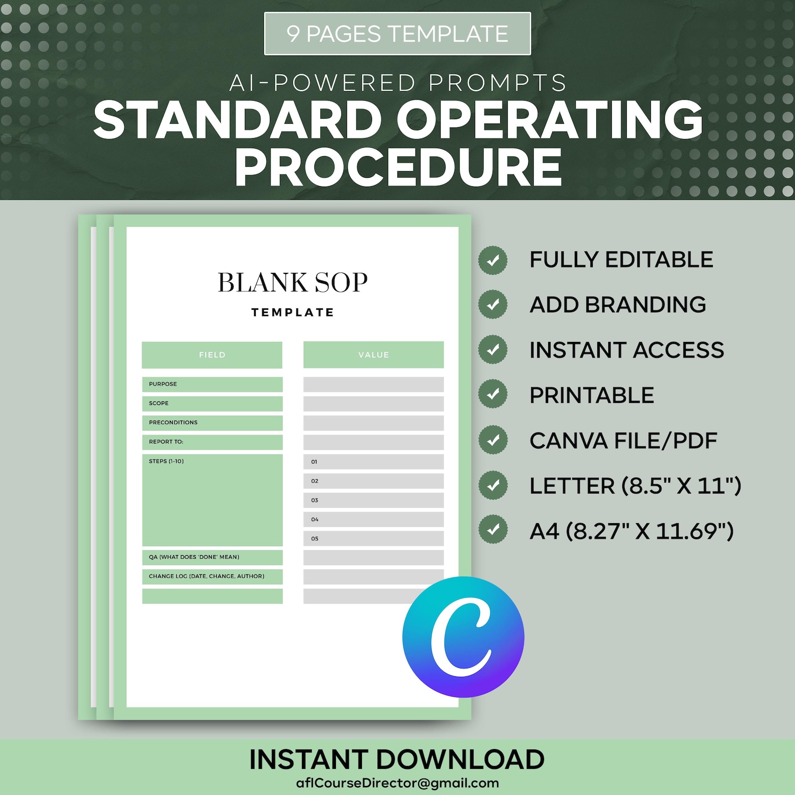 Editable Sop Canva Template, Standard Operating Procedure Workflow ...