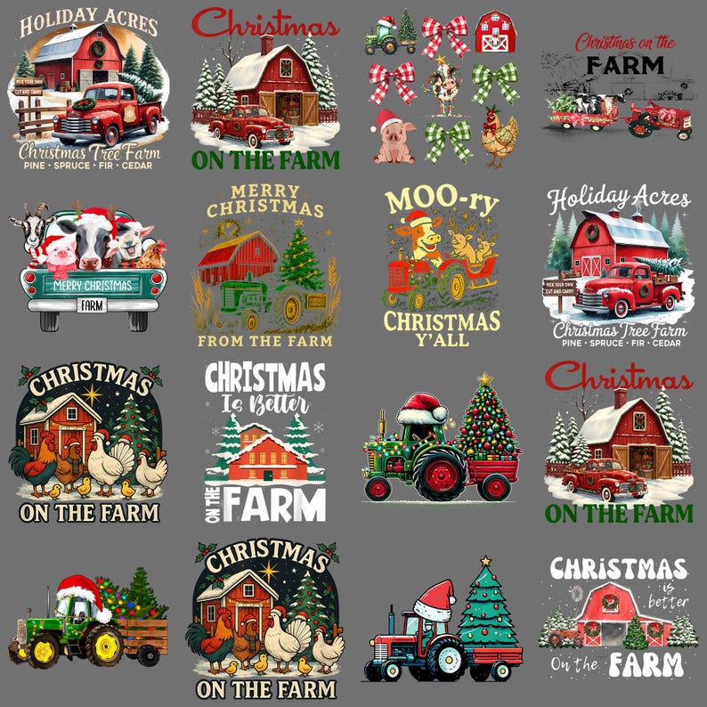 Christmas Farm Tractor Tree PNG – Funny Farmer Holiday Humor Clipart ...