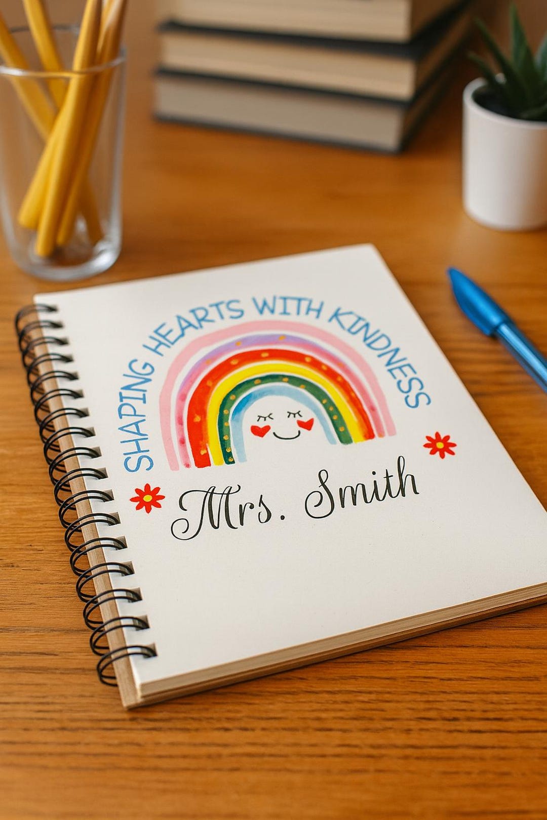 Personalized Teacher Notepad – Rainbow Design, Spiral Bound - Etsy