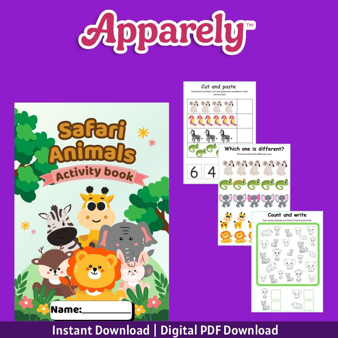 Wild Animals Activity Book for Kids: Educational Coloring Book | Multi ...