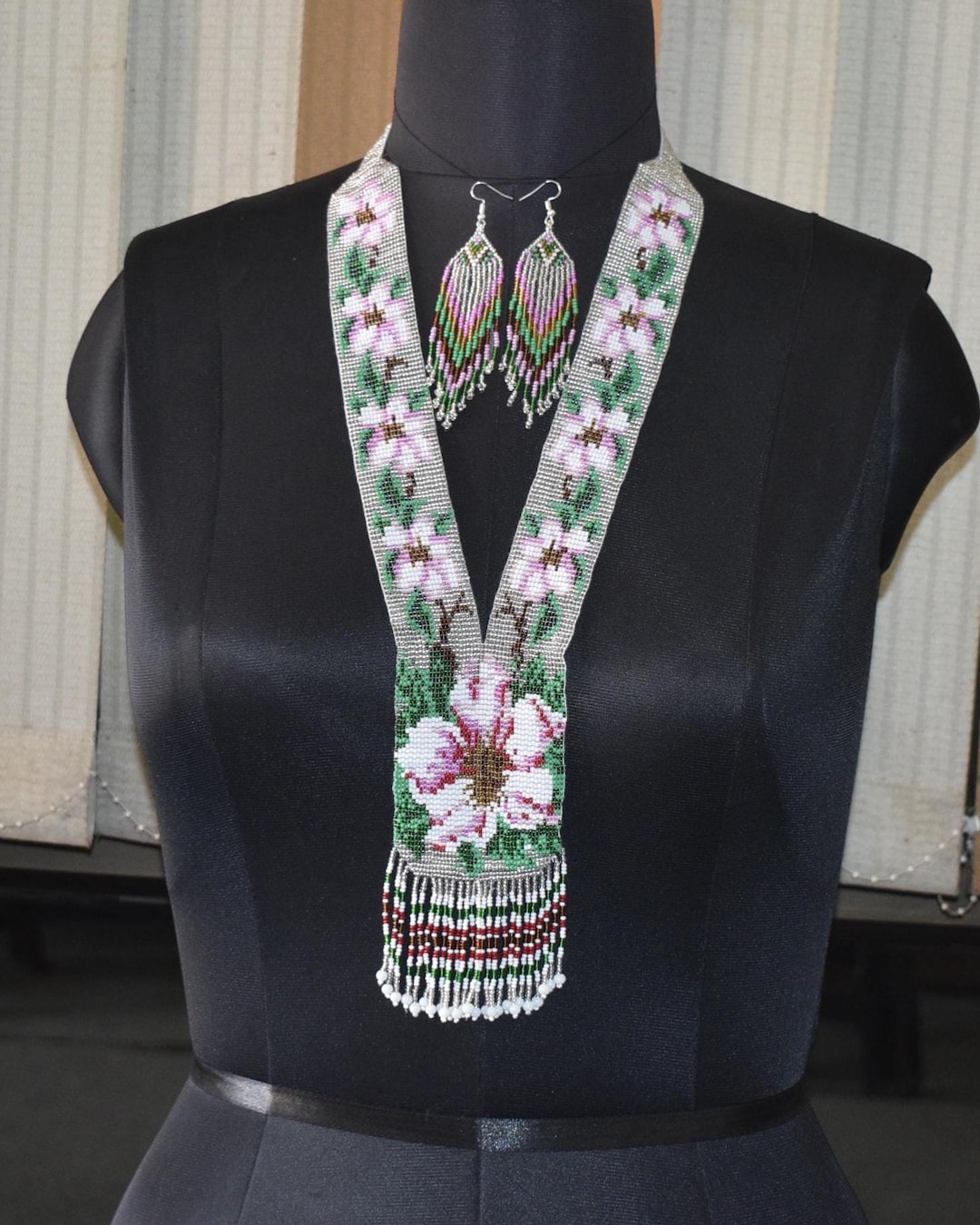 Ethnic Beadwoven Necklace, Czech Beads, Traditional Bead Work, Boho ...