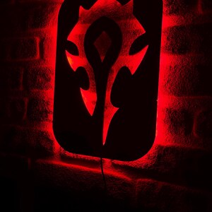 World of Warcraft Horde Lighted Sign, Horde Wall Decor, Horde Home ...