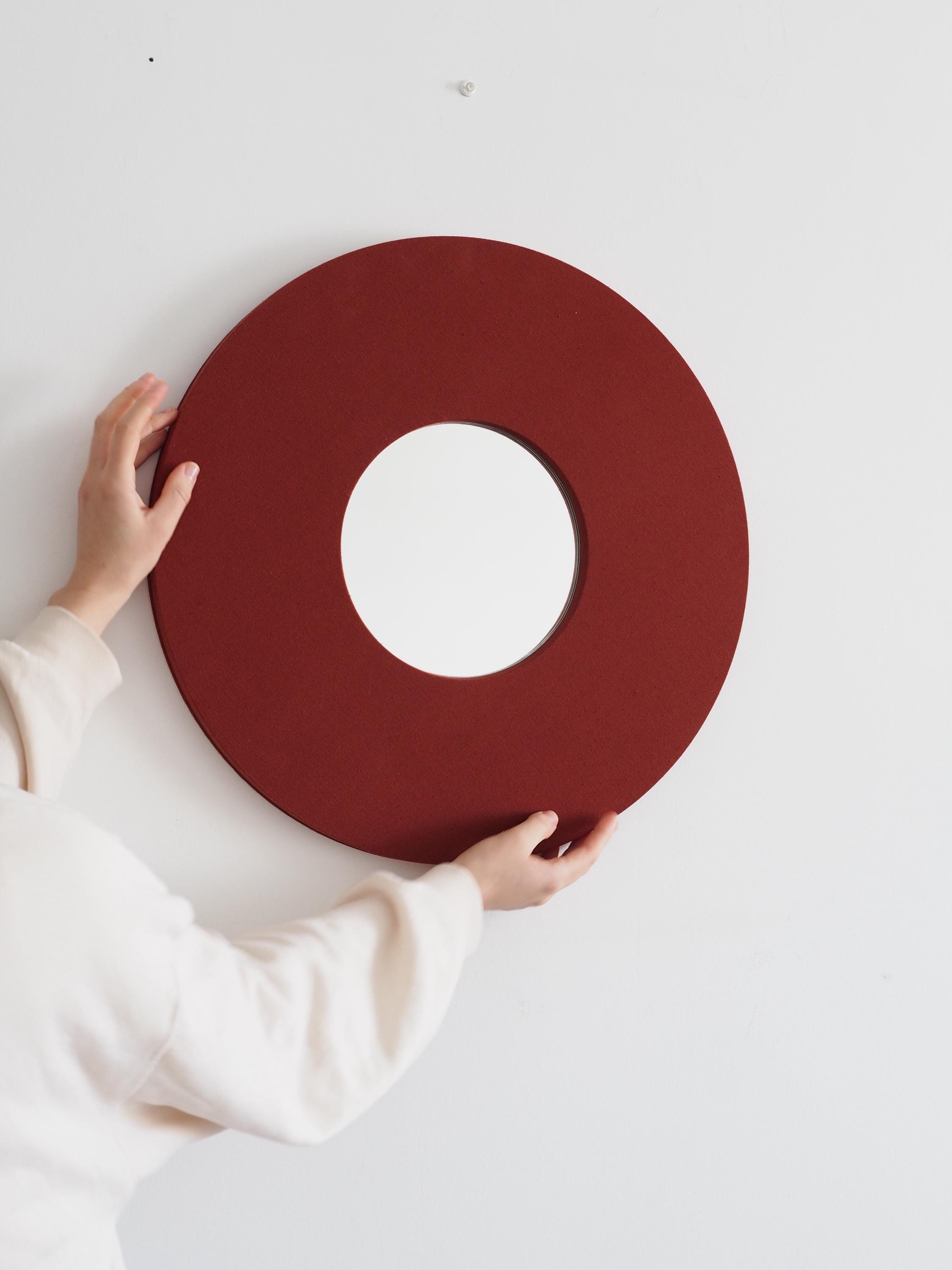 Unique Funky Round Terracotta Mirror, Vanity Accent Mirror, Mid-century ...
