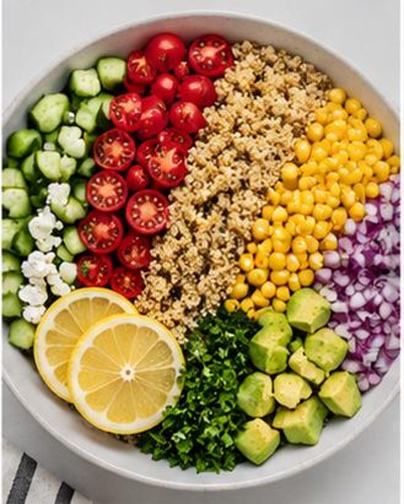 Salade de quinoa Recette | Préparation de repas méditerranéen, déjeuner ...