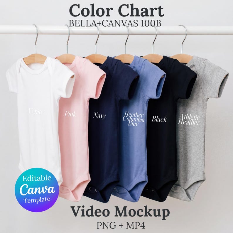 Baby Onesie Color Chart Mockup | Bella+canvas 100B Video Mockup ...