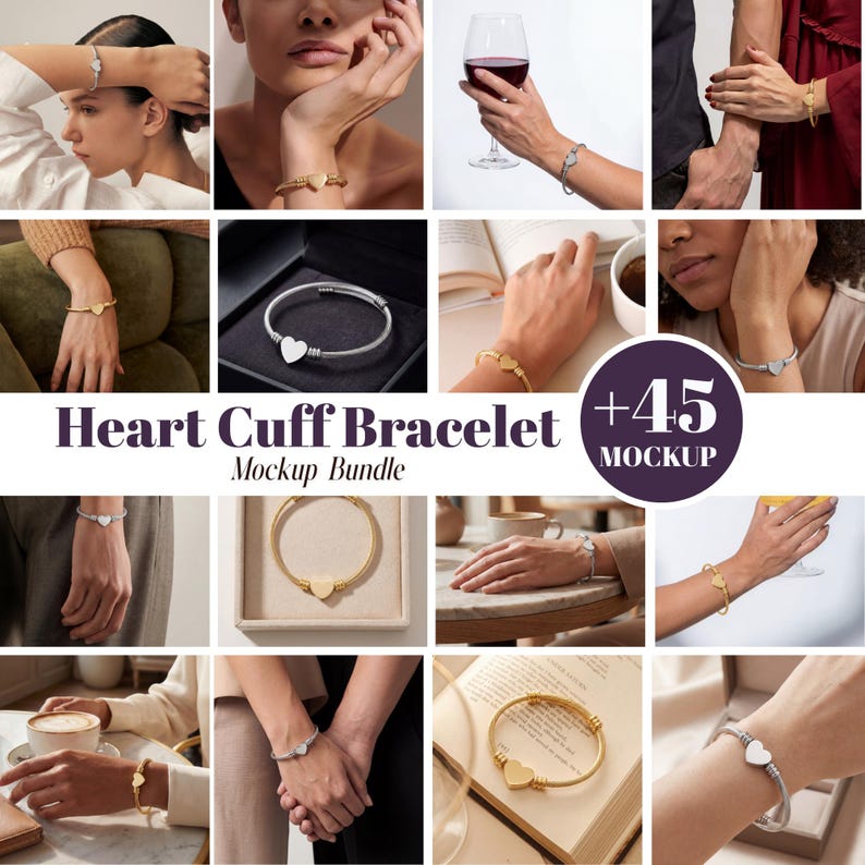 Heart Jewelry Mockup Mega Bundle, Necklace & Bracelet PNG - Etsy