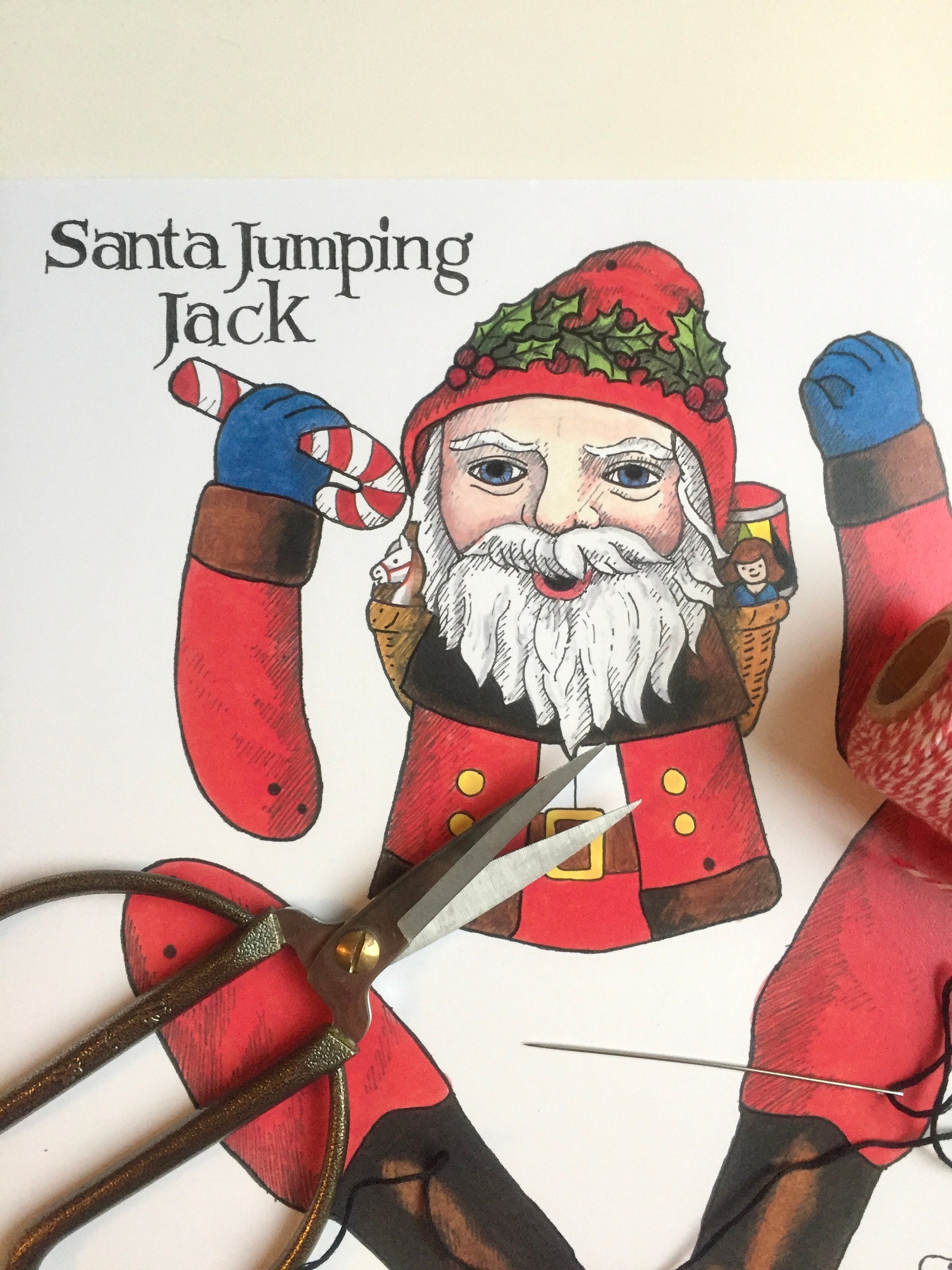 Digital Download Santa Jumping Jack Paper Toy DIY Printable Vintage ...