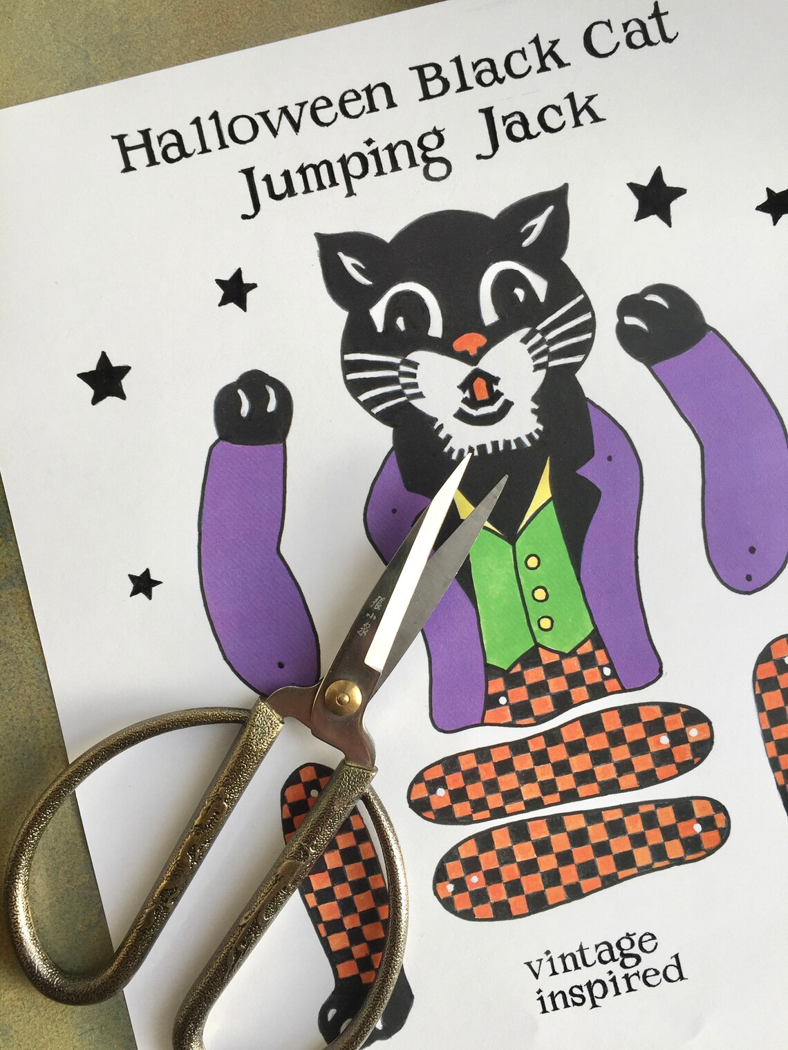 Digital Download Halloween Black Cat Jumping Jack Printable Paper Toy ...