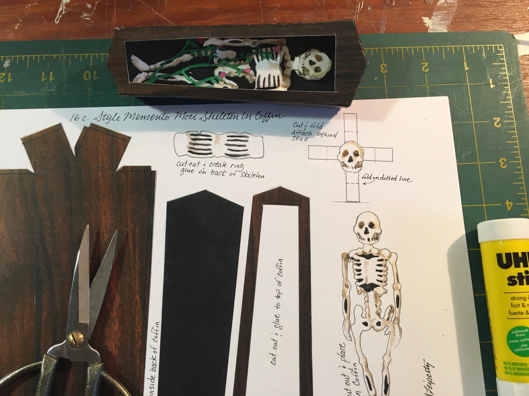 Skeleton in Coffin Digital Download Paper Toy to Cut Out and Make 16 C ...
