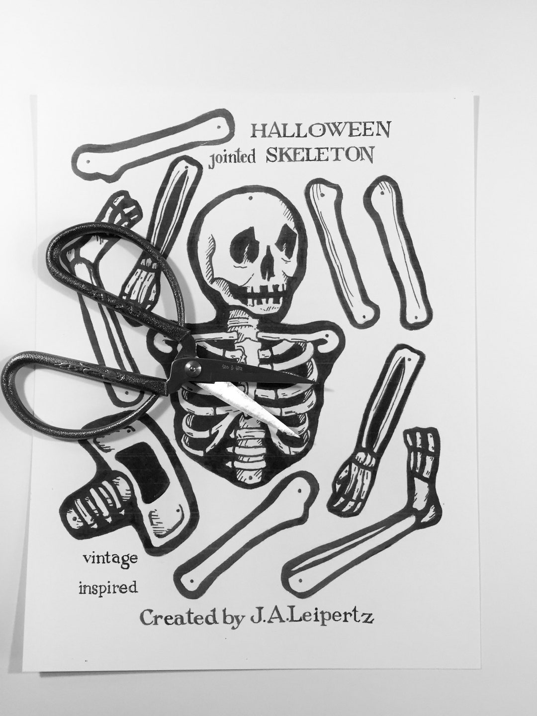 Digital Download Halloween Jointed Skeleton, Printable Skeleton, Retro ...