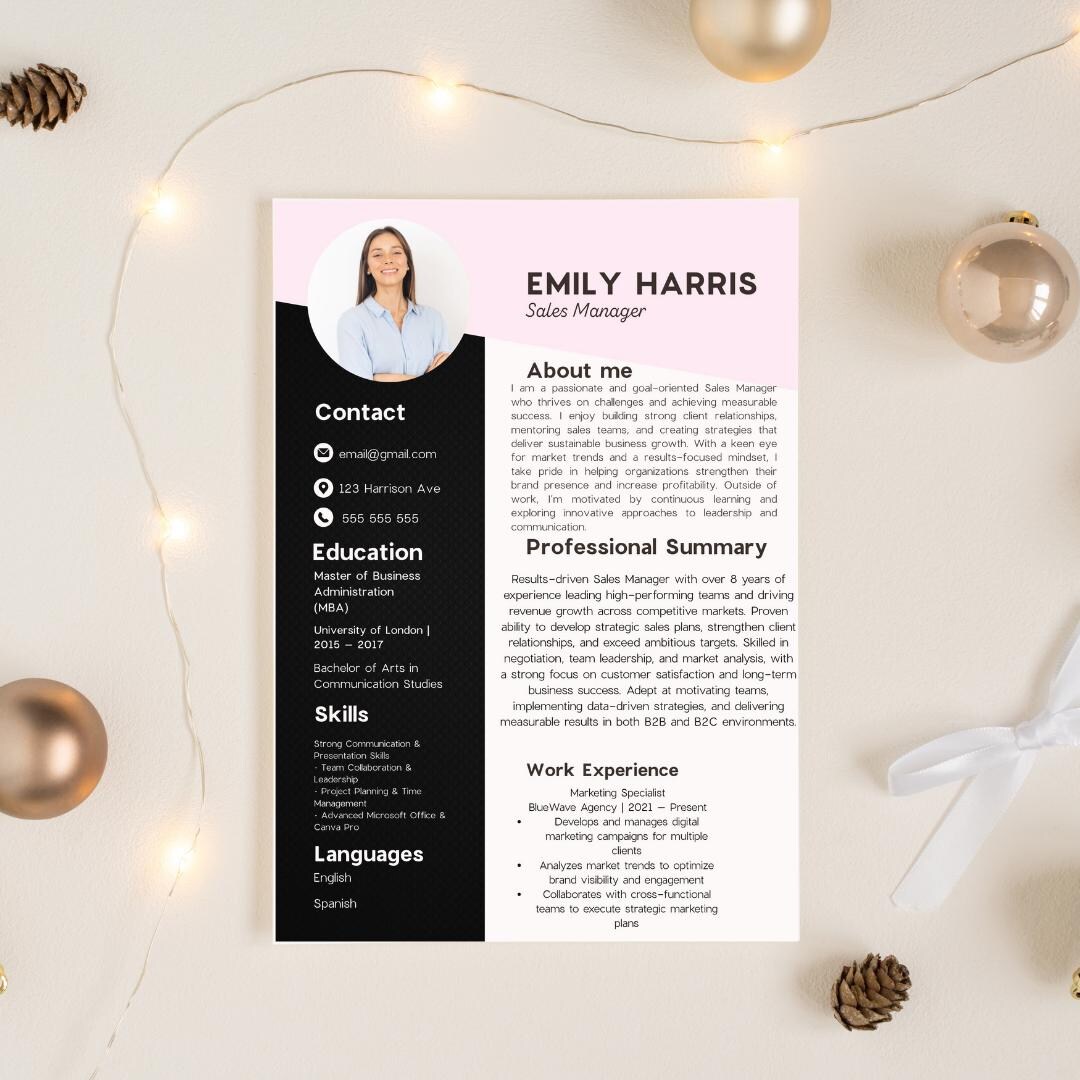 CV Resume Template Canva Digital Download Page Cv Template Canva ...