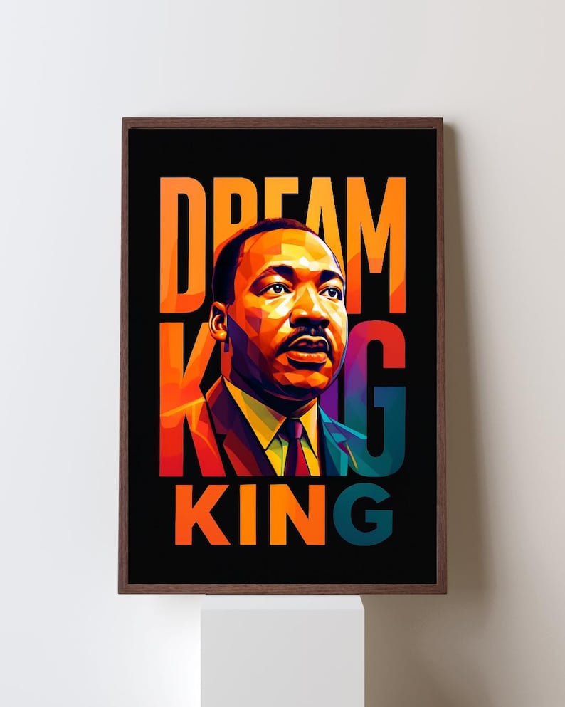 MLK Poster Martin Luther King Jr Wall Art Inspirational Civil Rights ...