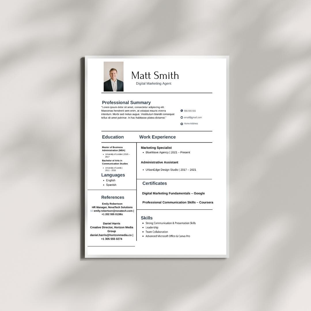 Editable Modern CV TEMPLATE for Microsoft Word Professional Resume ...