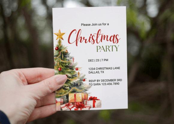 Red and Gold Christmas Party Invitation Template (digital Download) - Etsy
