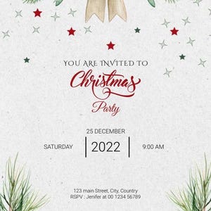 Red and Gold Christmas Party Invitation Template (digital Download) - Etsy