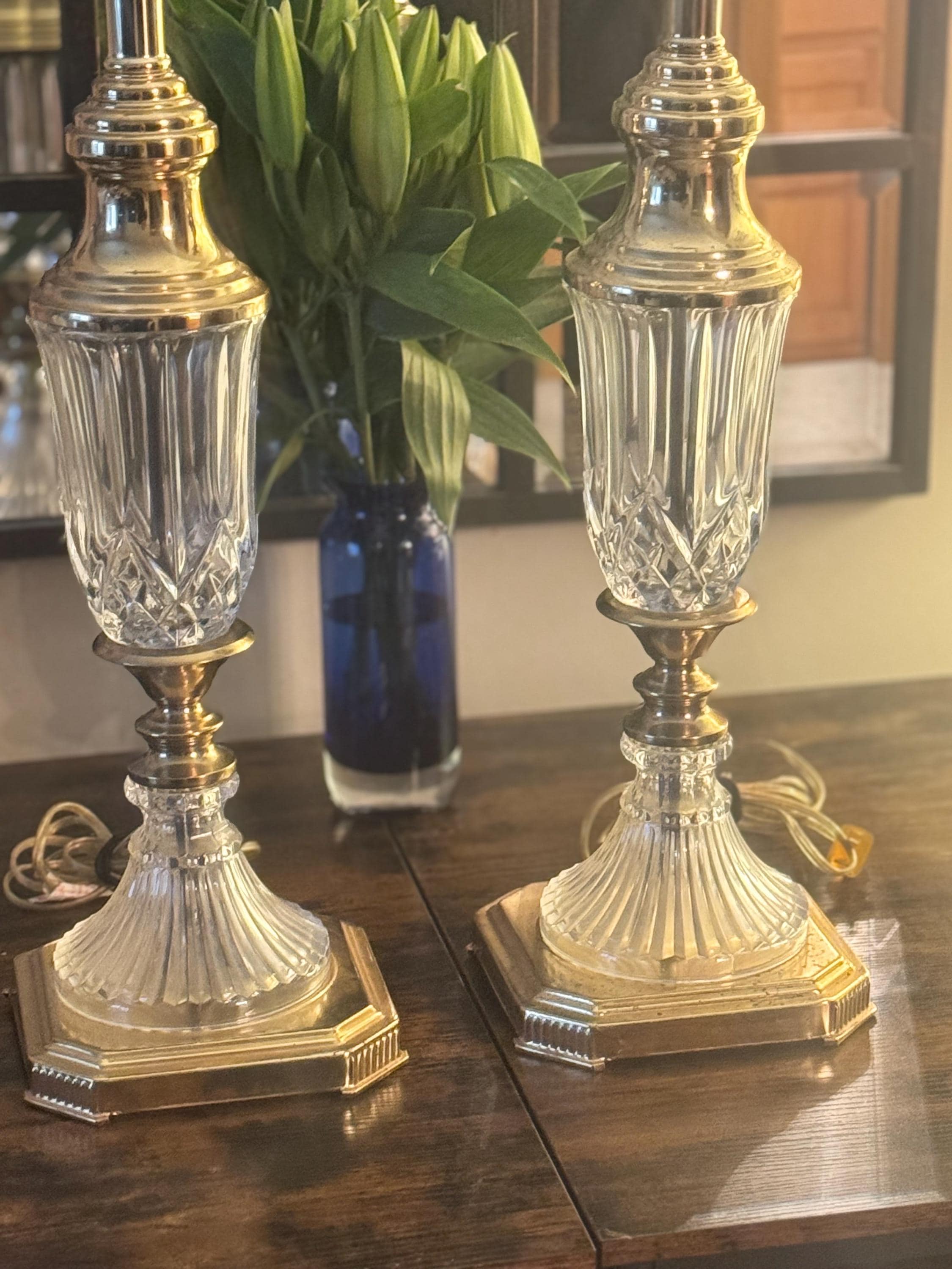 Anthony California Inc. Vintage Crystal and Brass Table Lamps. A Pair ...