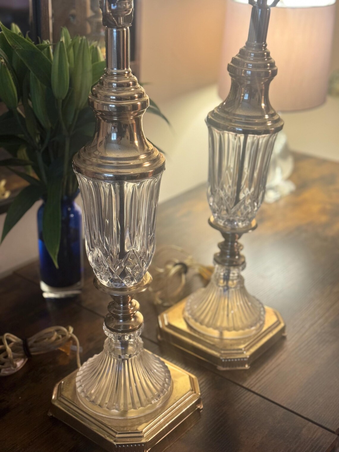 Anthony California Inc. Vintage Crystal and Brass Table Lamps. A Pair ...