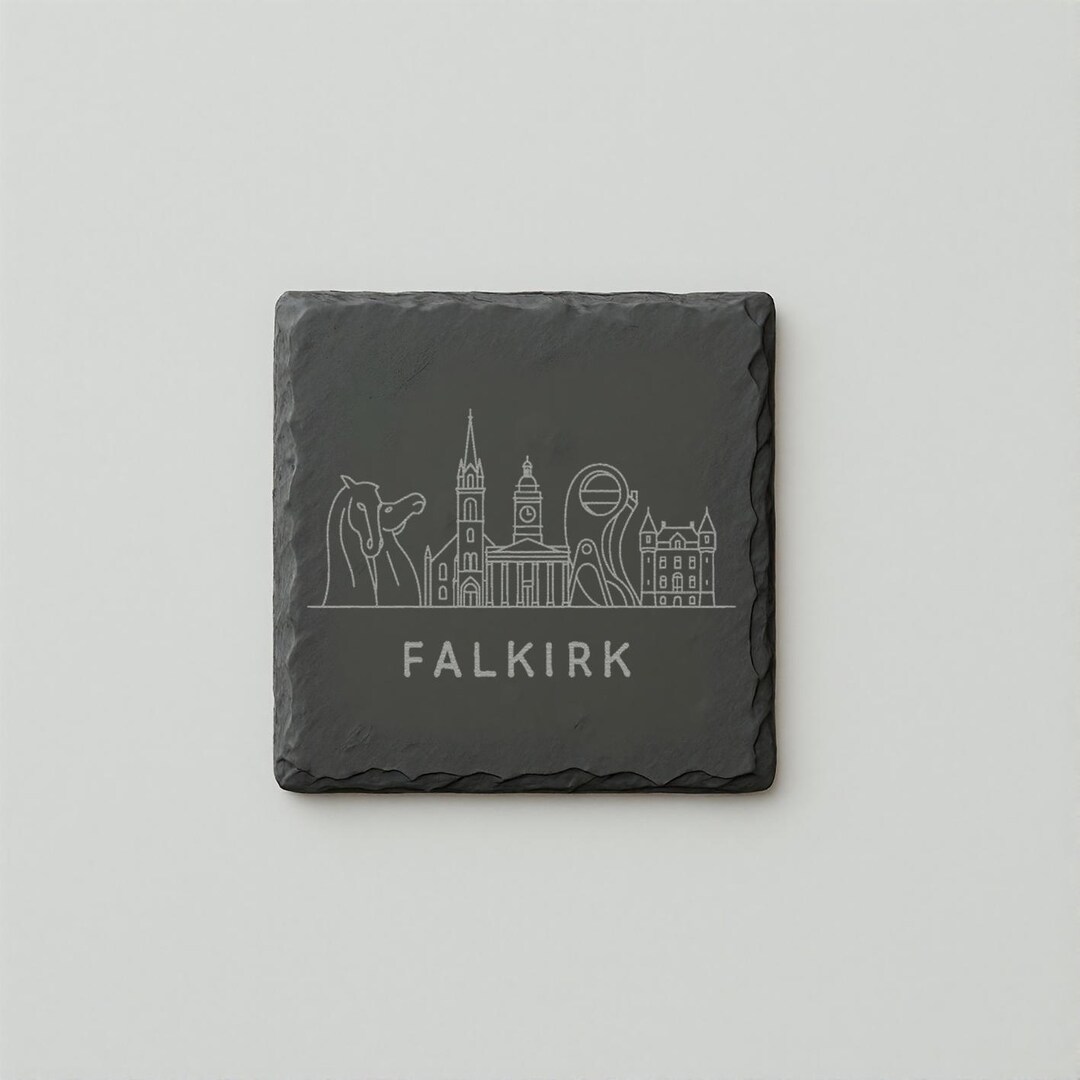 Falkirk Skyline Slate Coaster - Line Art Slate Coaster - Scotland Gifts ...