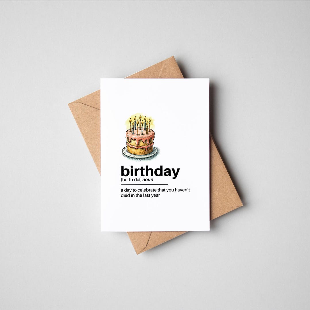 Birthday Definition Card - Funny Illustrated Birthday Card [A6 Size ...