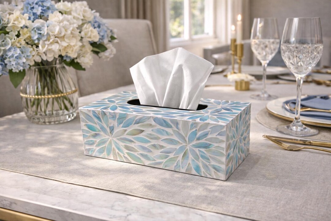 Handcrafted Mother of Pearl Tissue Box – Vietnamese Lacquer Art Home ...