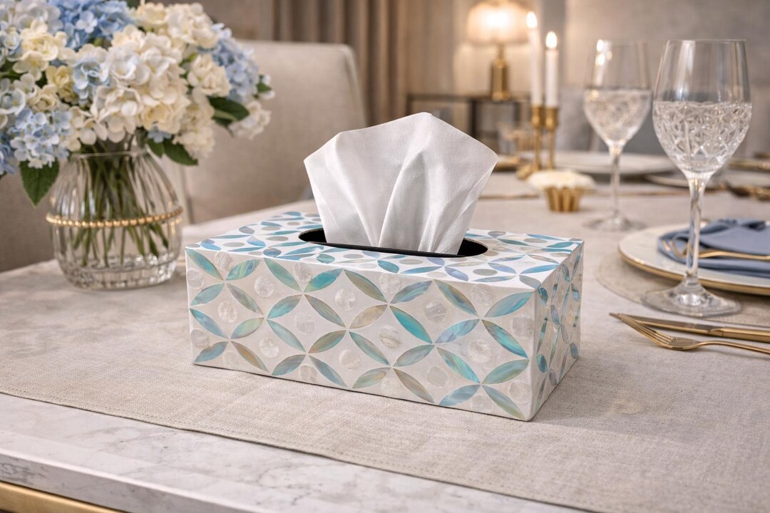 Handcrafted Mother of Pearl Tissue Box – Vietnamese Lacquer Art Home ...