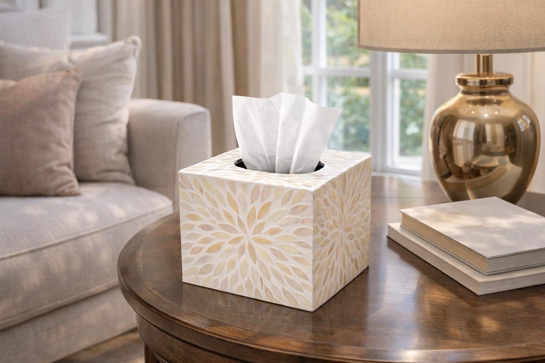 Handcrafted Mother of Pearl Tissue Box – Vietnamese Lacquer Art Home ...