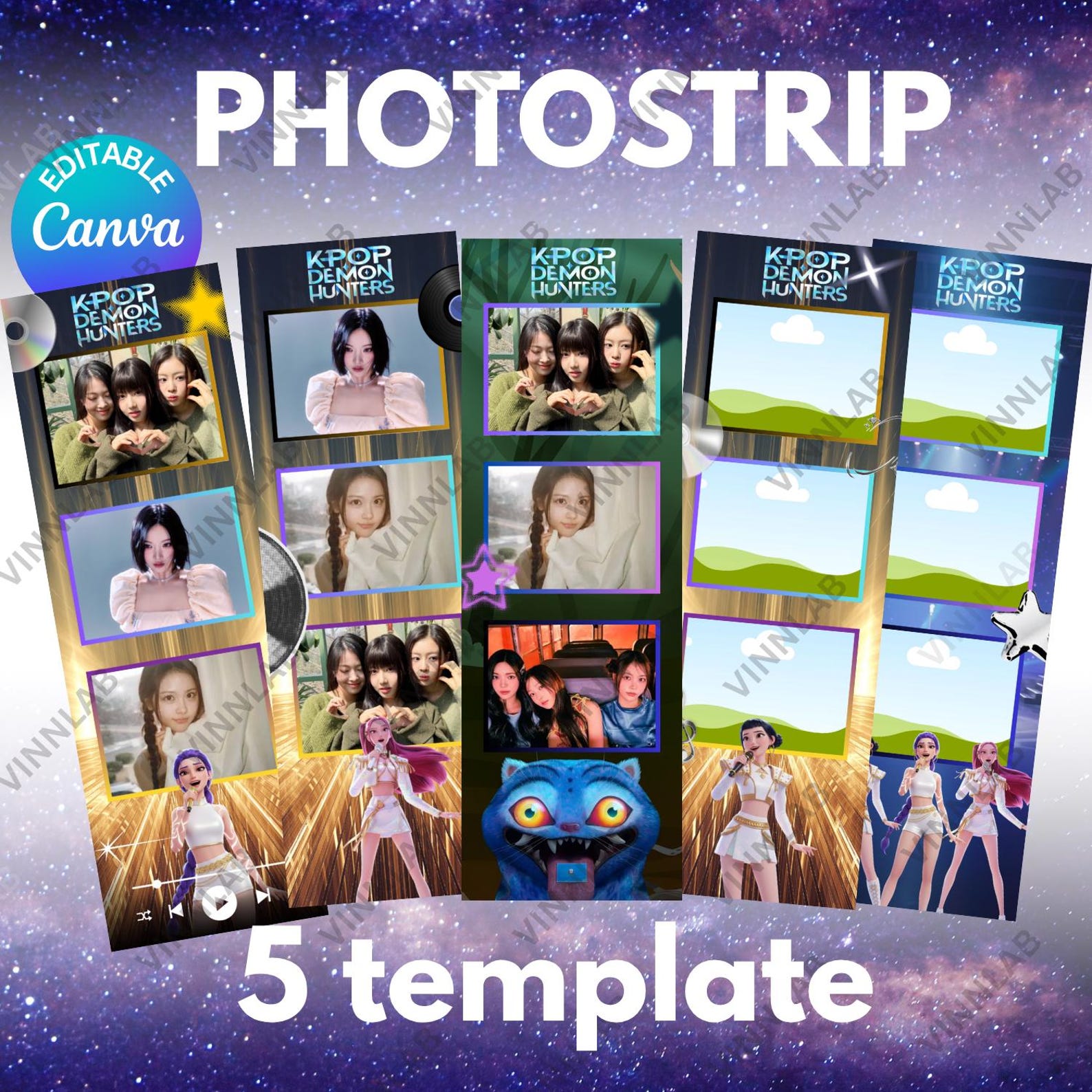 Kpop Demon Hunter Photobooth Template | Kpop Anime Party Decor | Photo ...