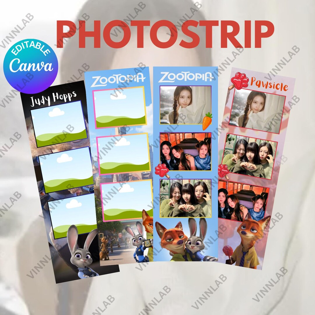 Zootopia Photo Booth Template | Editable Canva Party Decoration ...