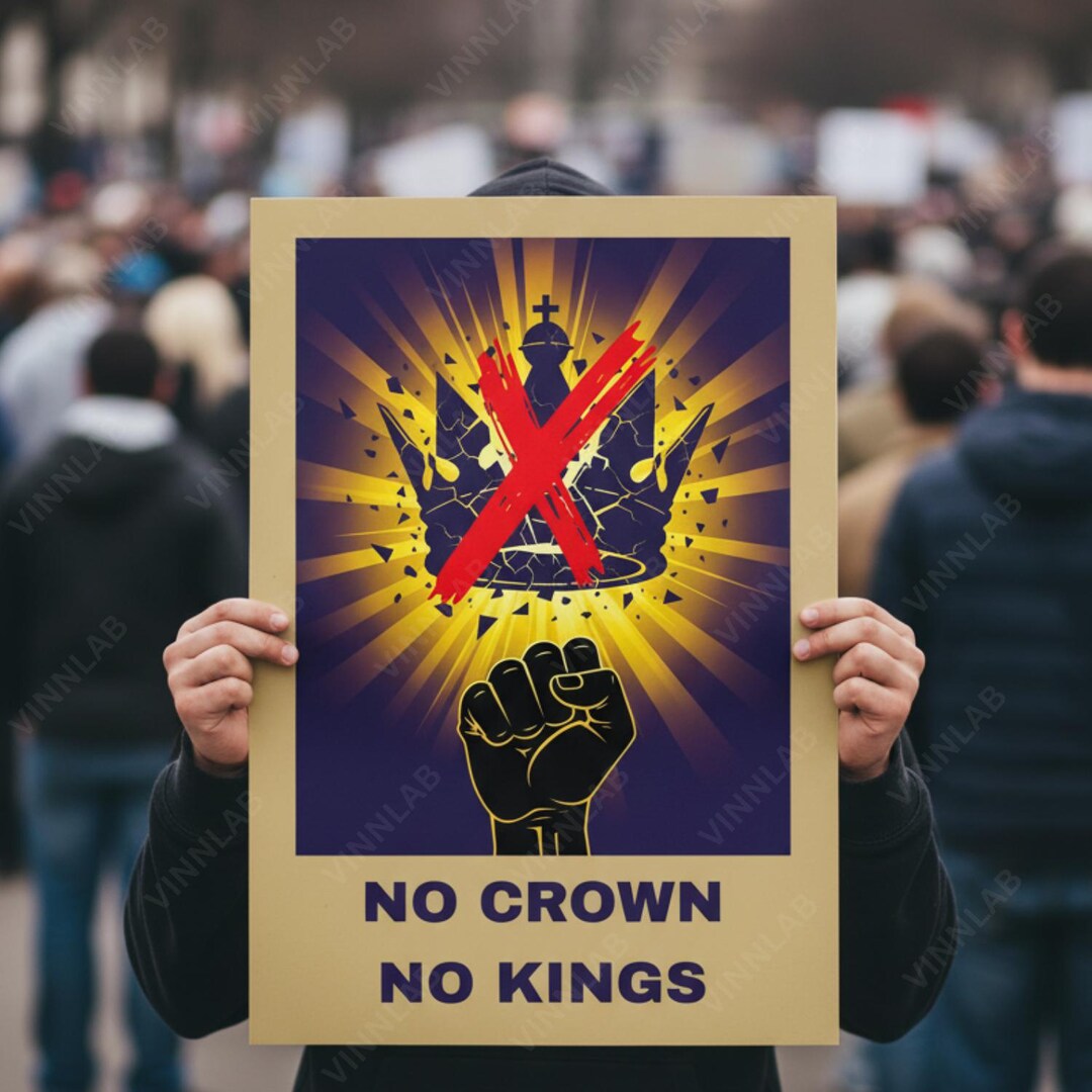 Anti-monarchy Protest Sign: No Crown No Kings, Political Activism Art ...