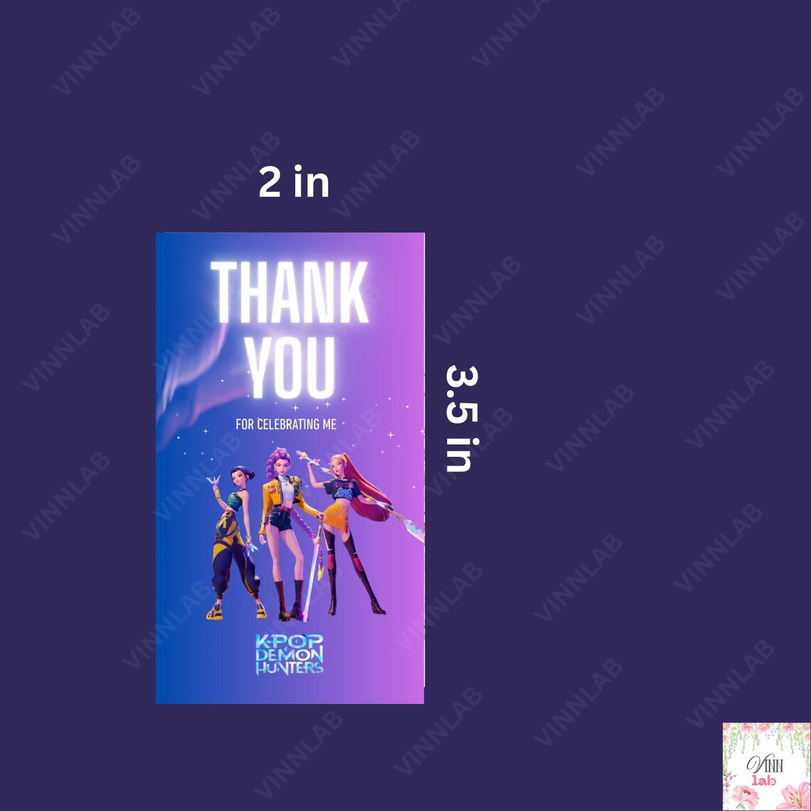 Editable K-pop Demon Hunter Thank You Tags for Birthday| Printable ...