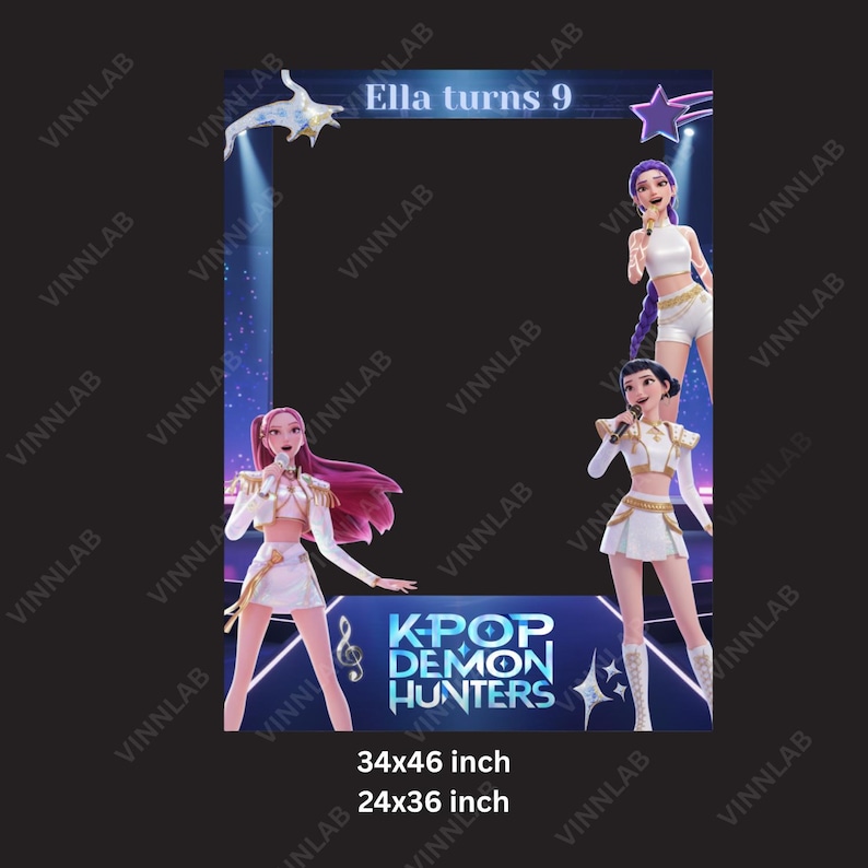 Editable K-pop Demon Hunters Birthday Photo Frame Photobooth ...