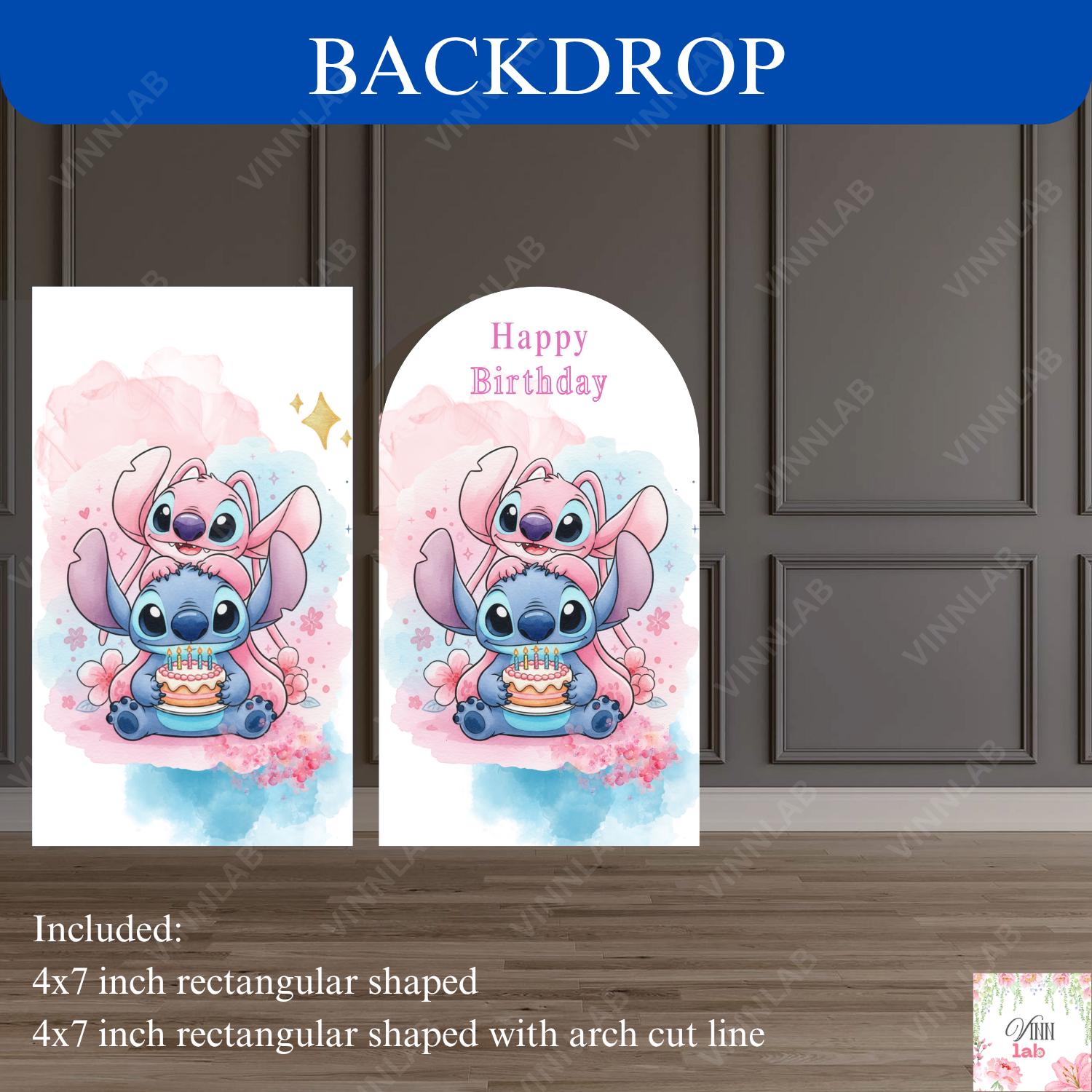 Stitch and Angel Minimalist Backdrop - Digital Party Decor, Printable ...