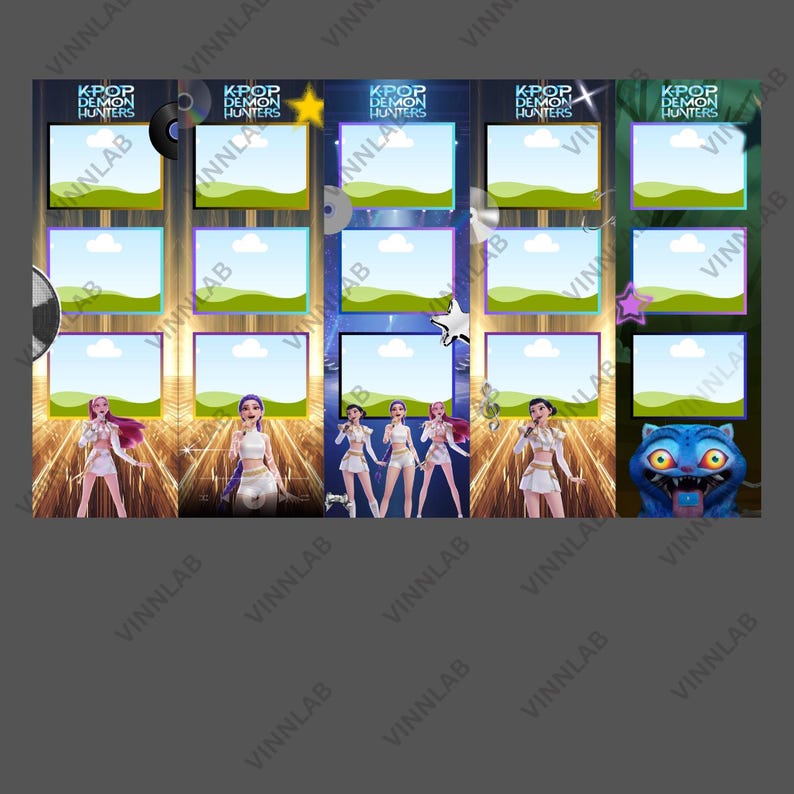 Kpop Demon Hunter Photobooth Template | Kpop Anime Party Decor | Photo ...