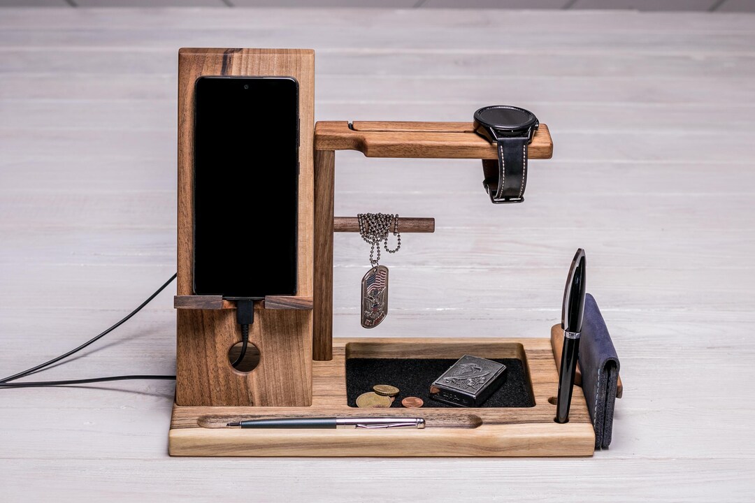 Custom Handmade Walnut Mens Organizer – Docking Station – Woman's ...