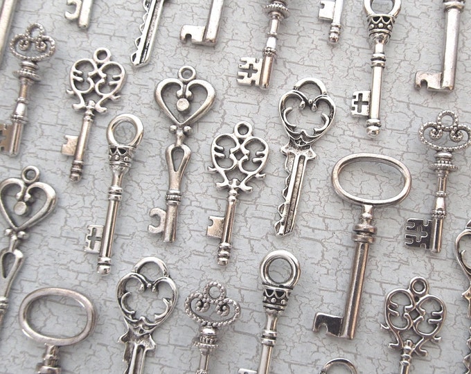 The Caspian Collection - Skeleton Key Charm Assortment in SILVER - Set ...