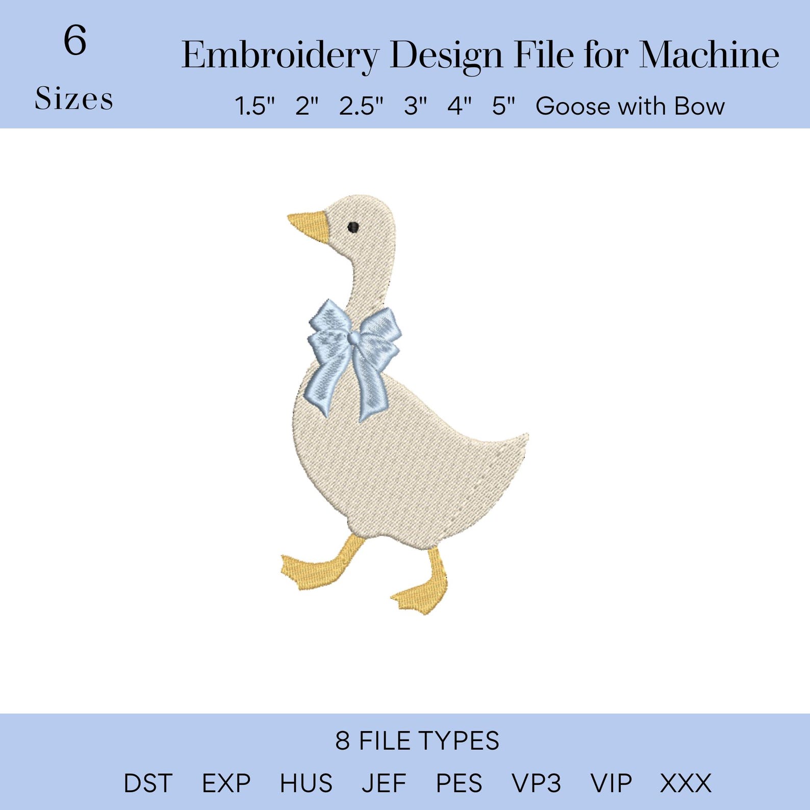 Goose With Bow Machine Embroidery Design File | Digital Download | 6 ...