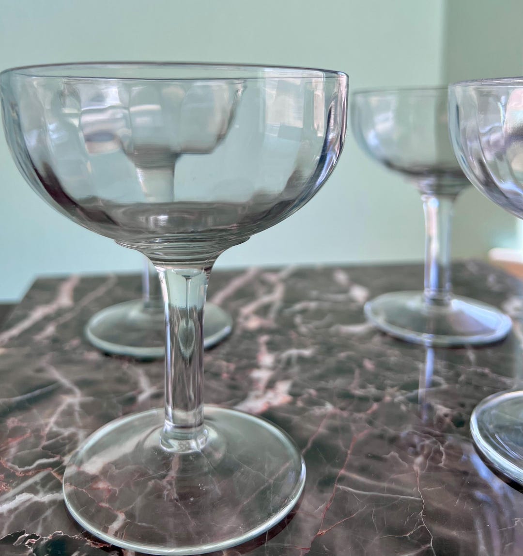 Vintage Champagne Coupe Glasses-set of 4- Ribbed Design - Etsy