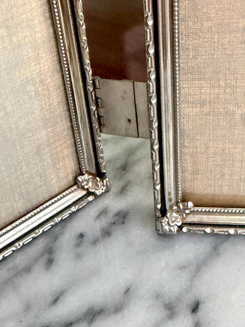 Vintage Heirloom Triptych Silver-plated Hinged Picture Frames- Trifold ...