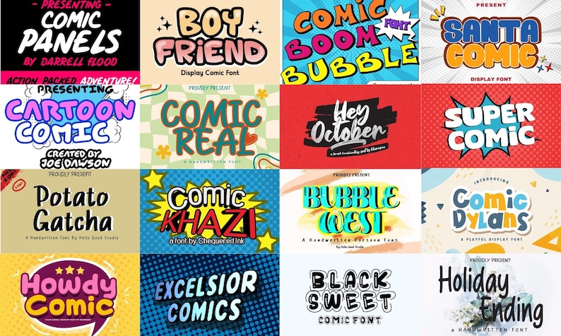 350 Comic Fonts Bundle, TTF and OTF Files (digital Download) - Etsy