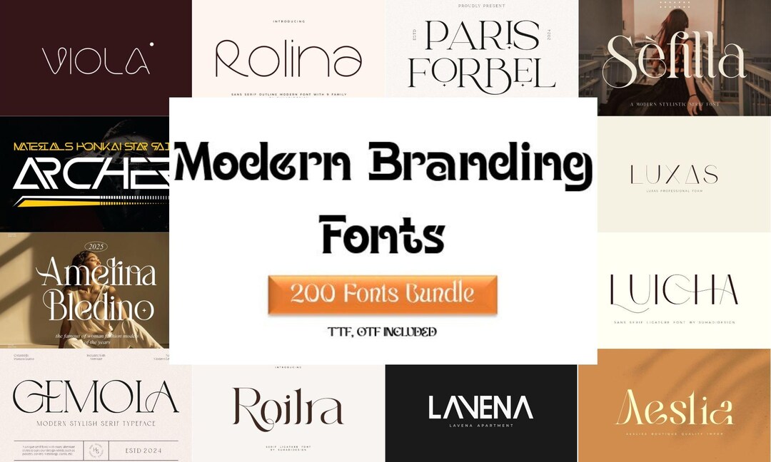 Modern Branding 200 Font Bundle TTF and OTF File Included Digital ...